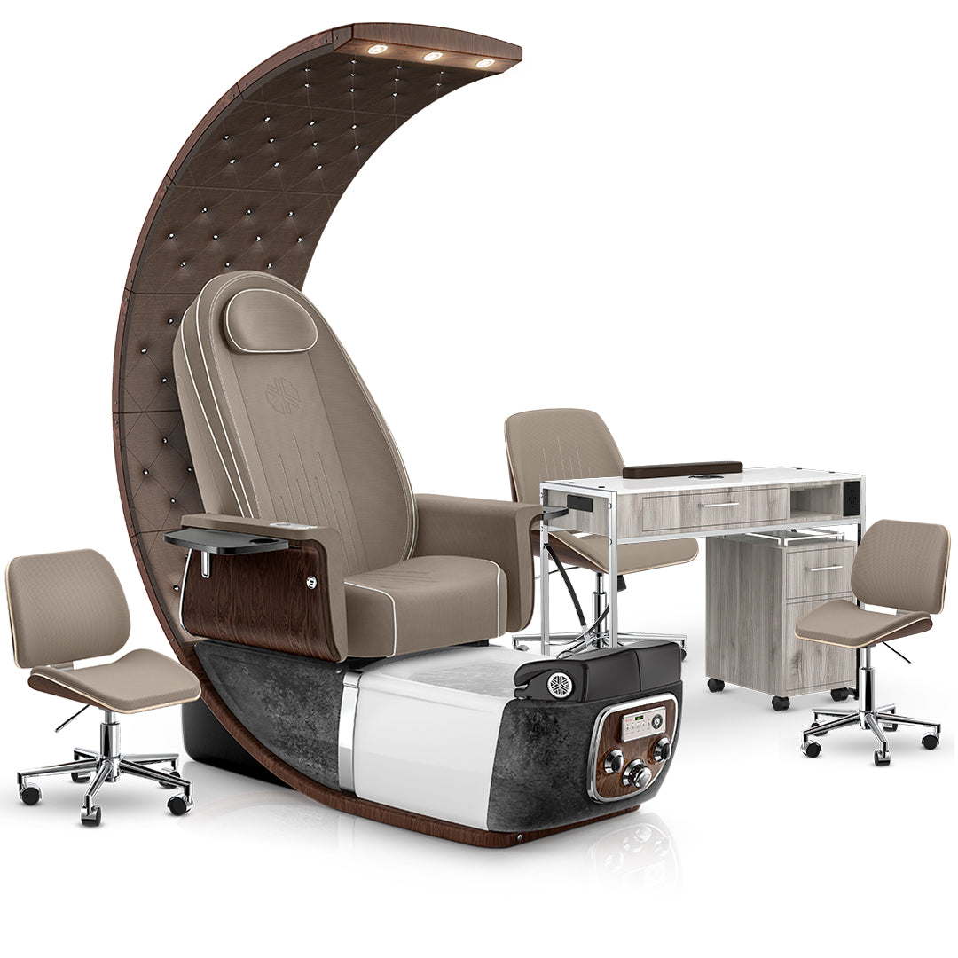 Lexor PRIVÉ Lounge Pedicure Chair Package with Matching Nail Table Set